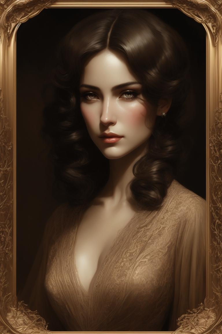 Jaya_Hess: Create a detailed portrait of an evil sorceress. She is captivatingly beautiful, with ...