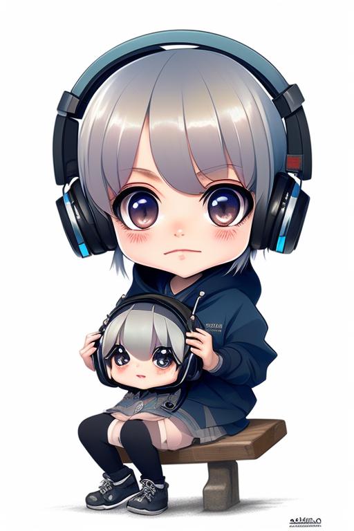 Chibi Anime Girl With Headphones