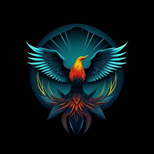stained-swan681: Digital Phoenix - A Vector Design with Dramatic Lighting