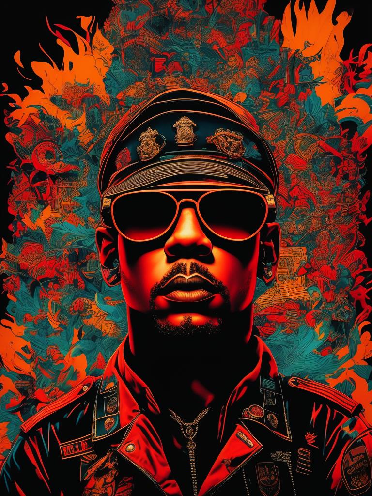 worldly-crow60: Fiery Dancer with State Trooper uniform and Ray-Bans