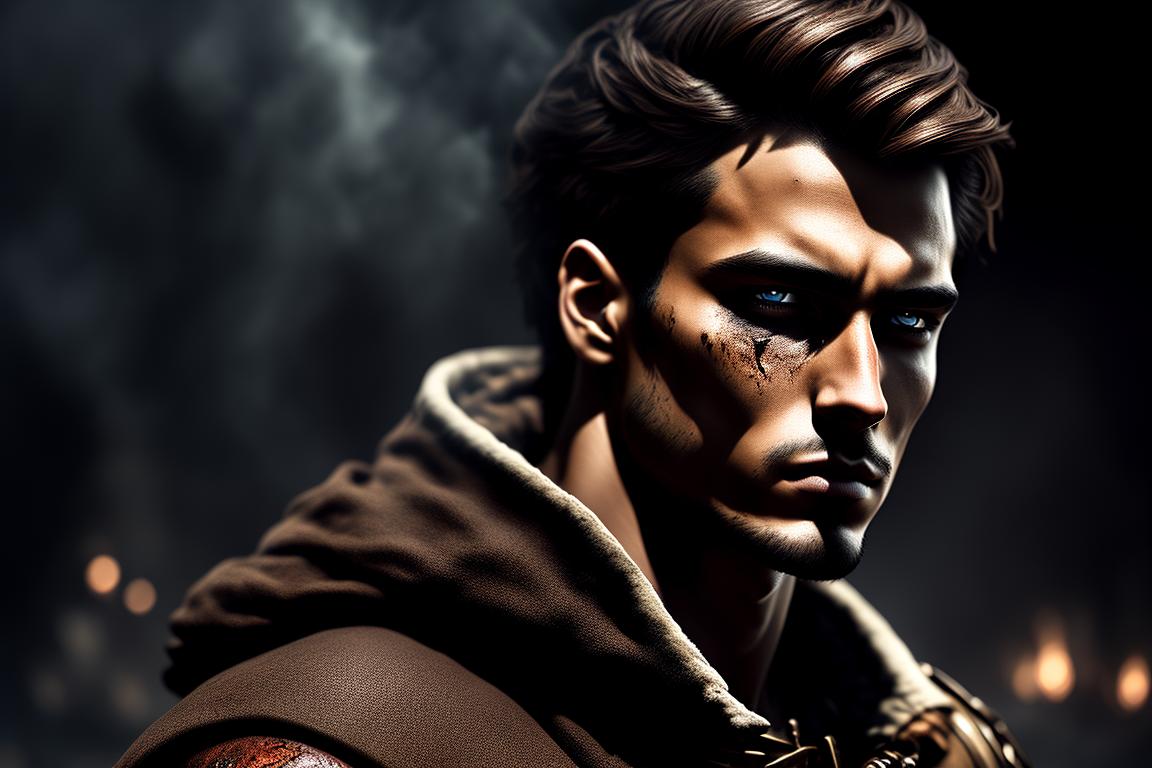 ruddy-ape804: Brown hair ,young ,male ,burned face, assasin,bw