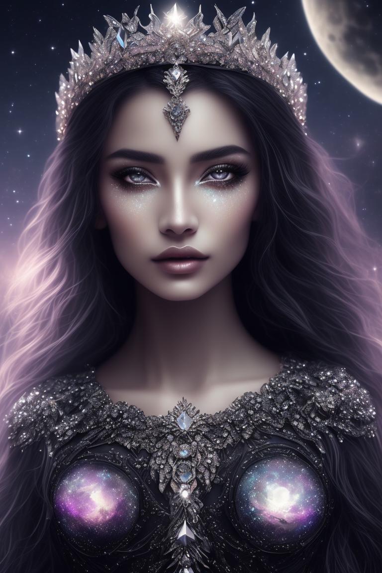 dreary-wren426: beautiful celestial goddess, full moon, wear crystal ...