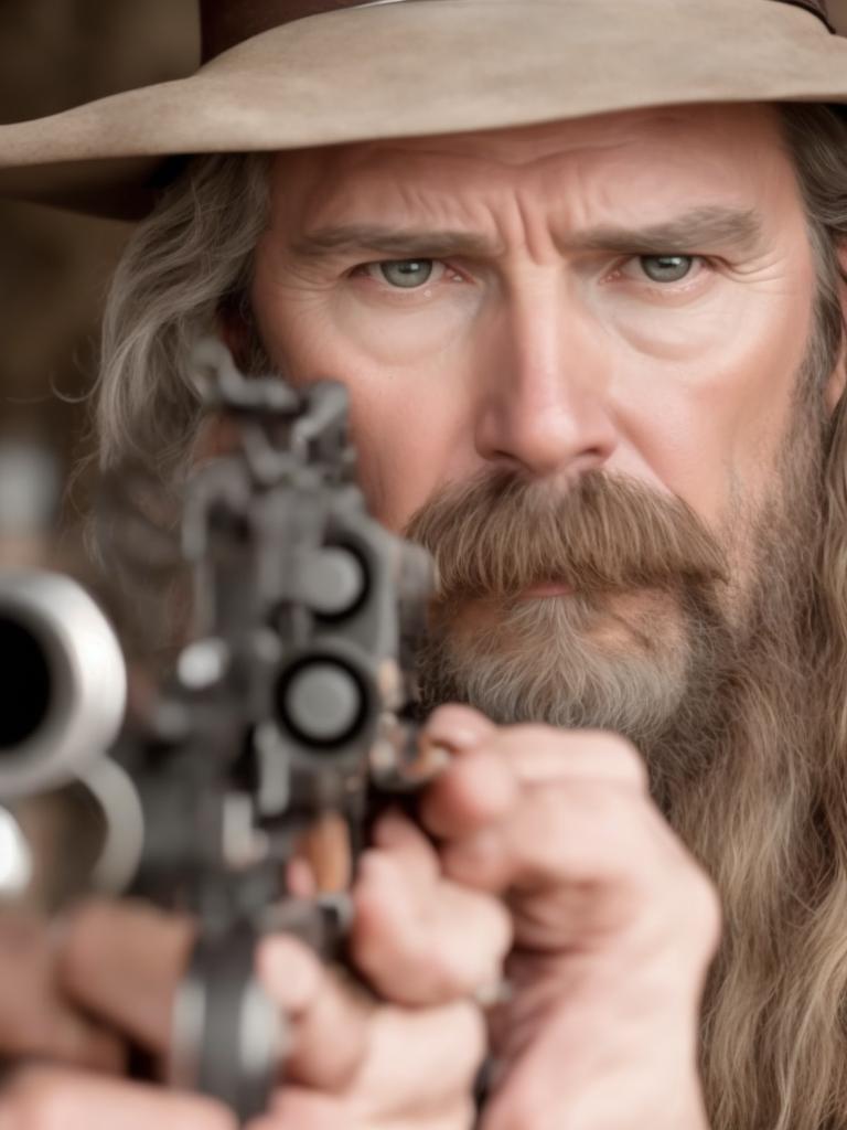 cool-frog601: an old west outlaw pointing a gun