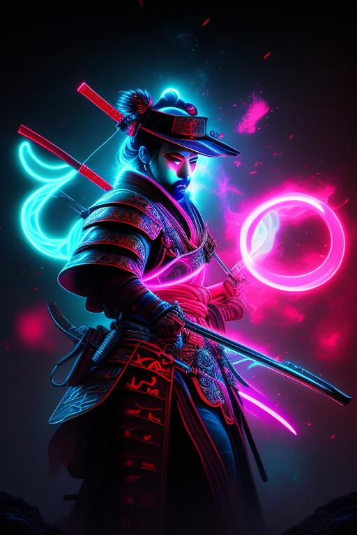 LADYDREAD-XC: Glowing Samurai Neon artwork