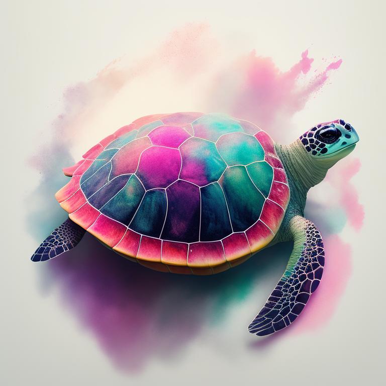 silent-eland254: Pastel Watercolor Peony sea turtle, white background ...