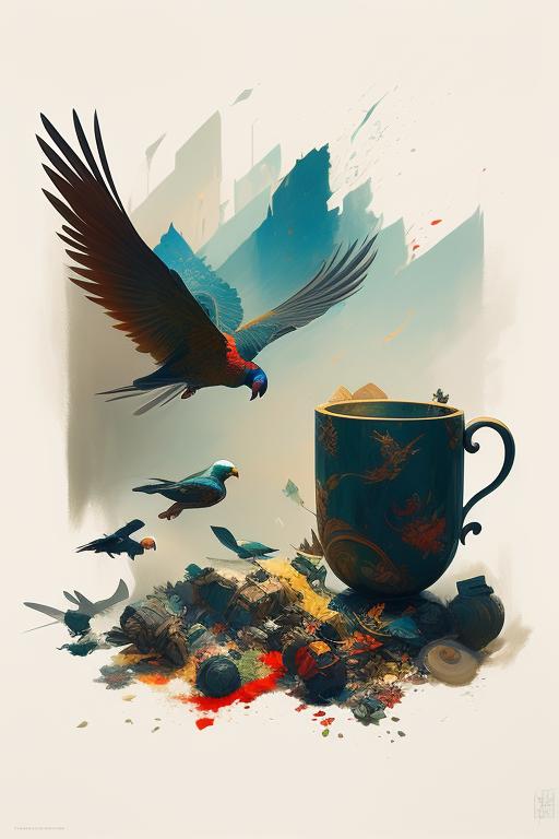 BrunoStarling: parrot fighting flying mug