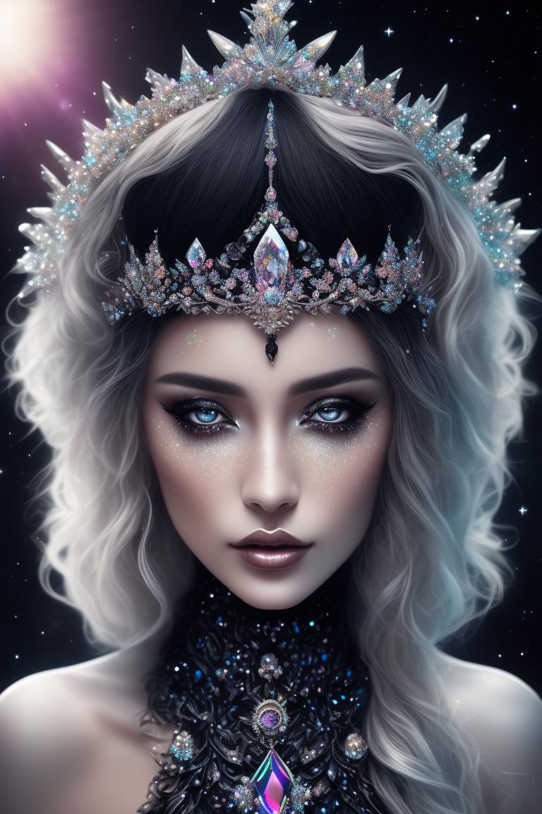 canine-crab5: beautiful celestial goddess, full moon, wear crystal ...