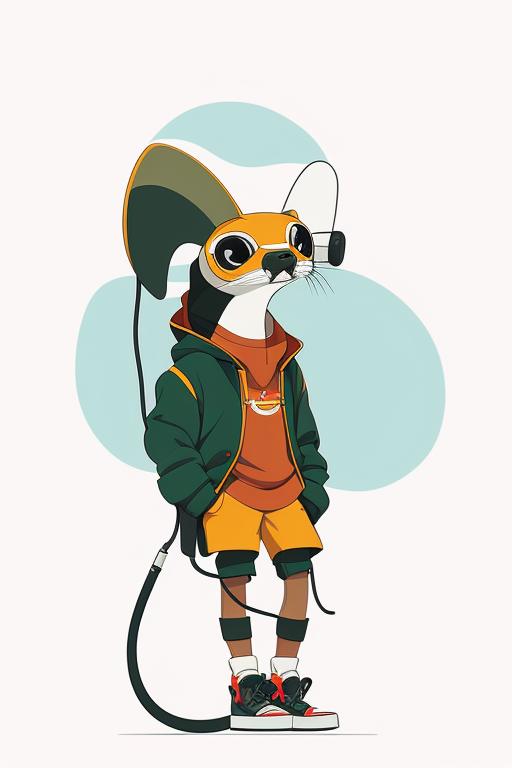 scaly-horse399: Full body standing anthro weasel, wearing a hoodie over ...