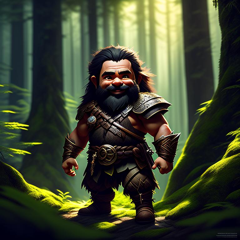 buttery-gaur432: Smiling wild dwarf in natural forest