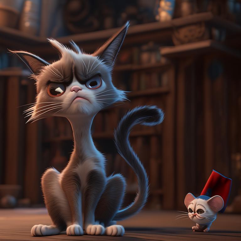 thiccFlair: Grumpy Cat exhausted from chasing mischievous ninja mouse