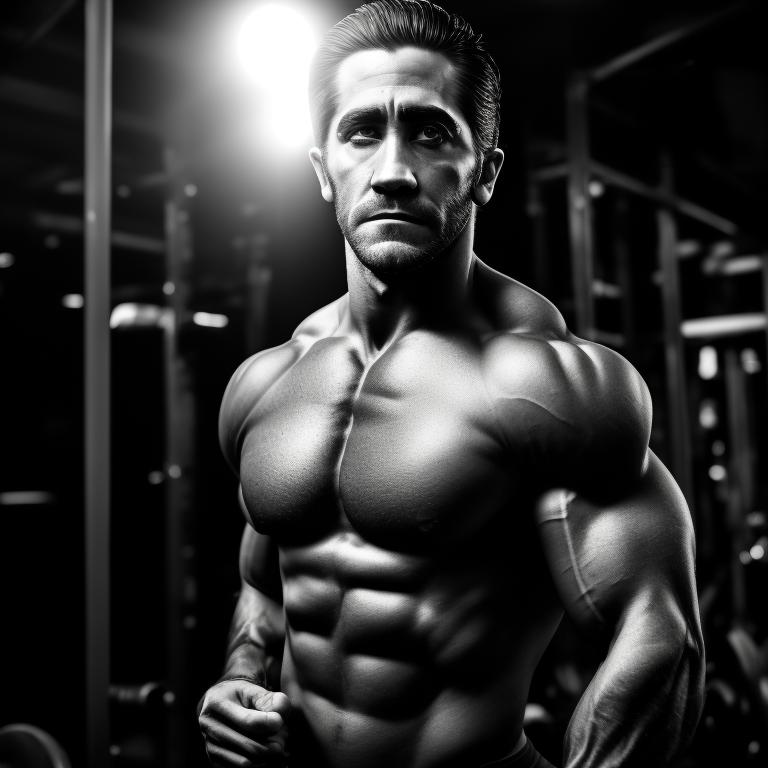 glum-gaur268: Jake Gyllenhaal sweaty at the gym and flexing muscles