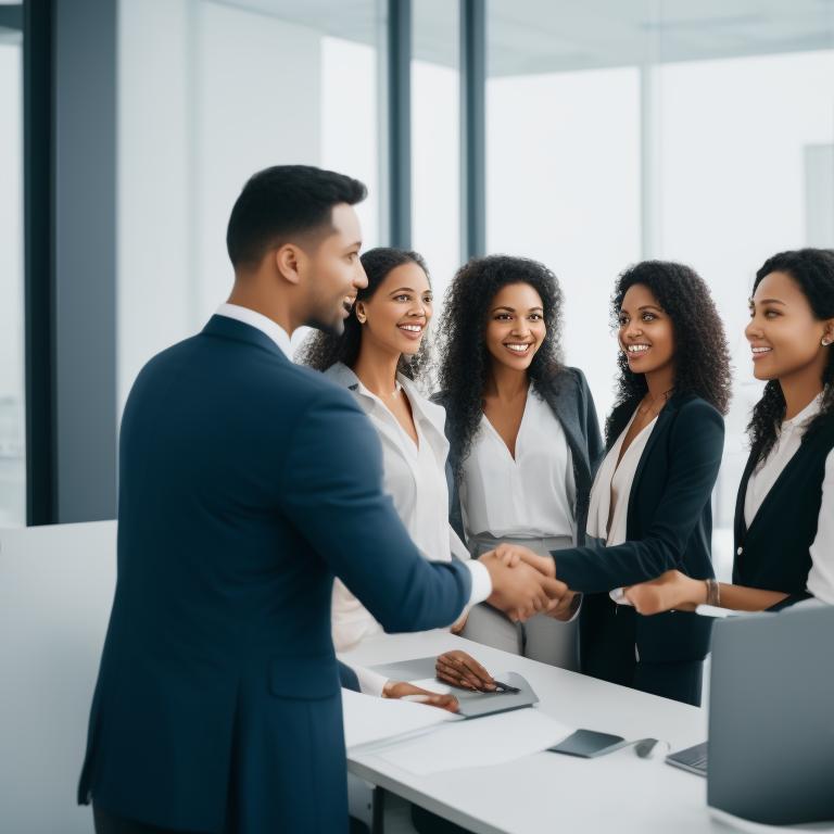 IA.JRS: People inside an office performing a selective agreement
