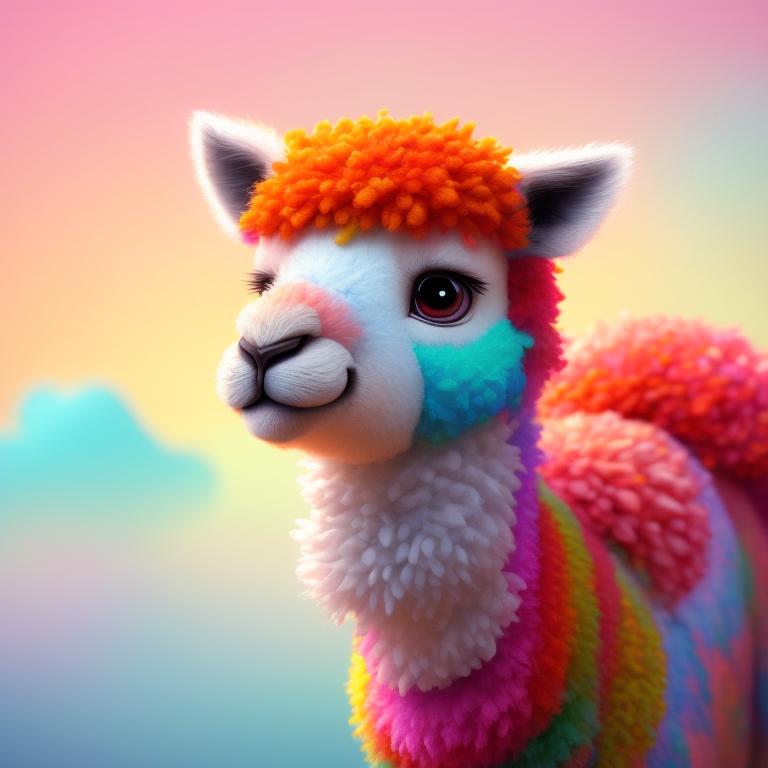 Trish318: A 3D sweet cheerful alpaca inspired by pixar animation style
