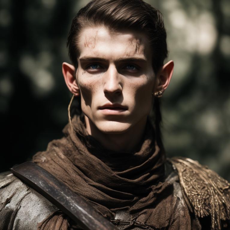 hard-hornet854: Scarred face. Elven male, tall, lean physique. Pale ...