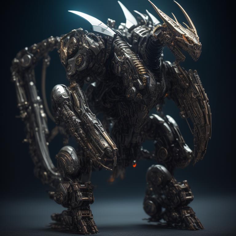 Squirrel_Hunt: A dragon mecha, ((full body shot))