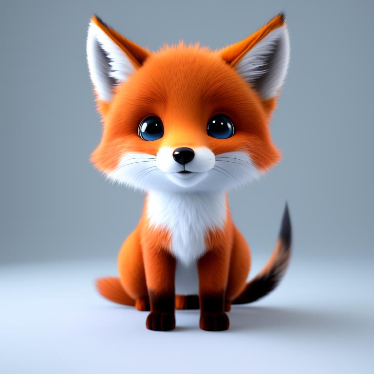 superb-sheep217: A cute curious adult Fox, with big and bright eyes, 3d ...