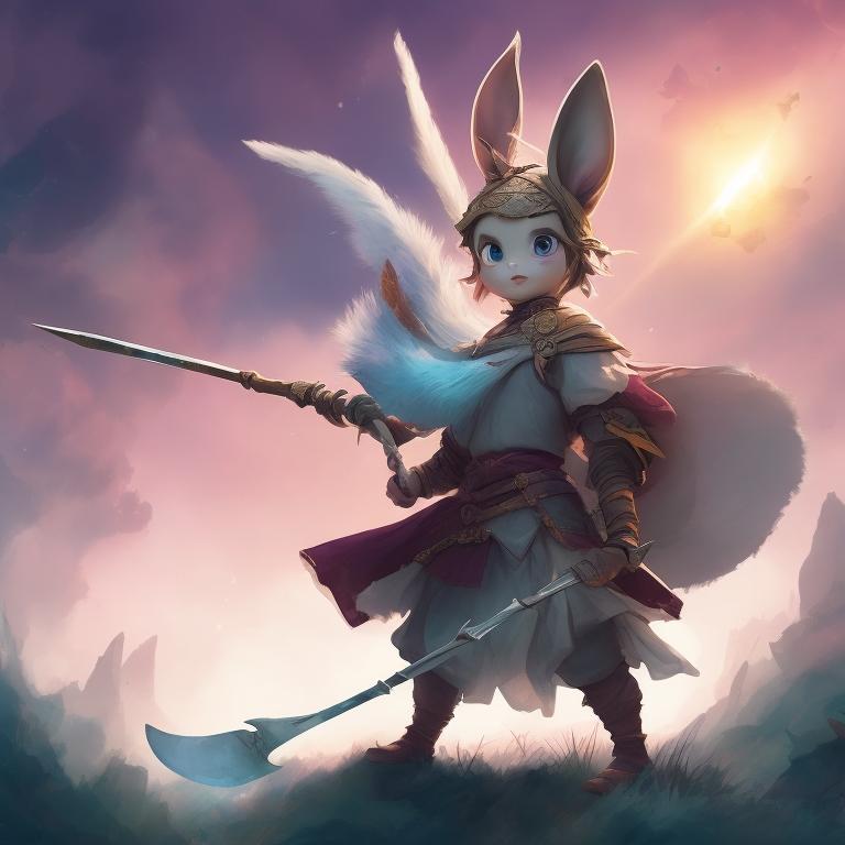 active-panda50: light gray rabbitfolk, dervish, ballerina, holding a ...