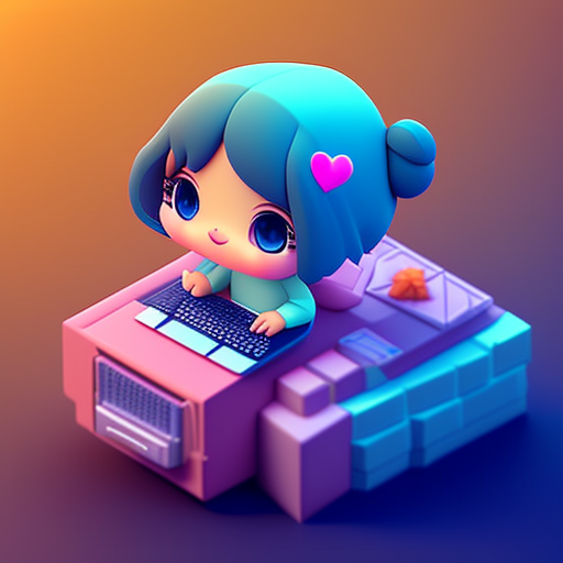 axelhook: Tiny cute isometric girl sitting at desk with computer emoji ...