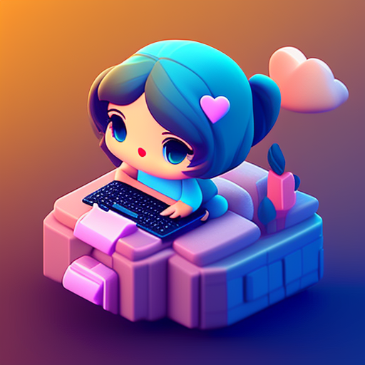 axelhook: Tiny cute isometric girl sitting at desk with computer emoji ...