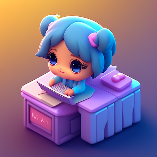 axelhook: Tiny cute isometric girl sitting at desk with computer emoji ...