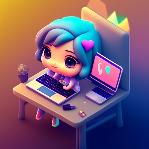 axelhook: Tiny cute isometric girl sitting at desk with computer emoji ...
