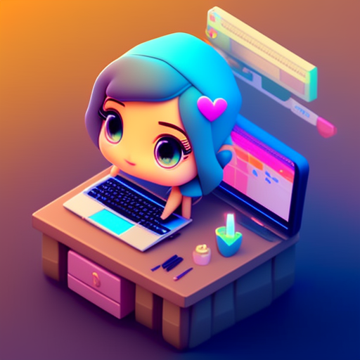 axelhook: Tiny cute isometric girl sitting at desk with computer emoji ...