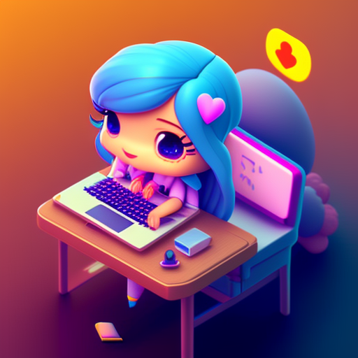axelhook: Tiny cute isometric girl sitting at desk with computer emoji ...