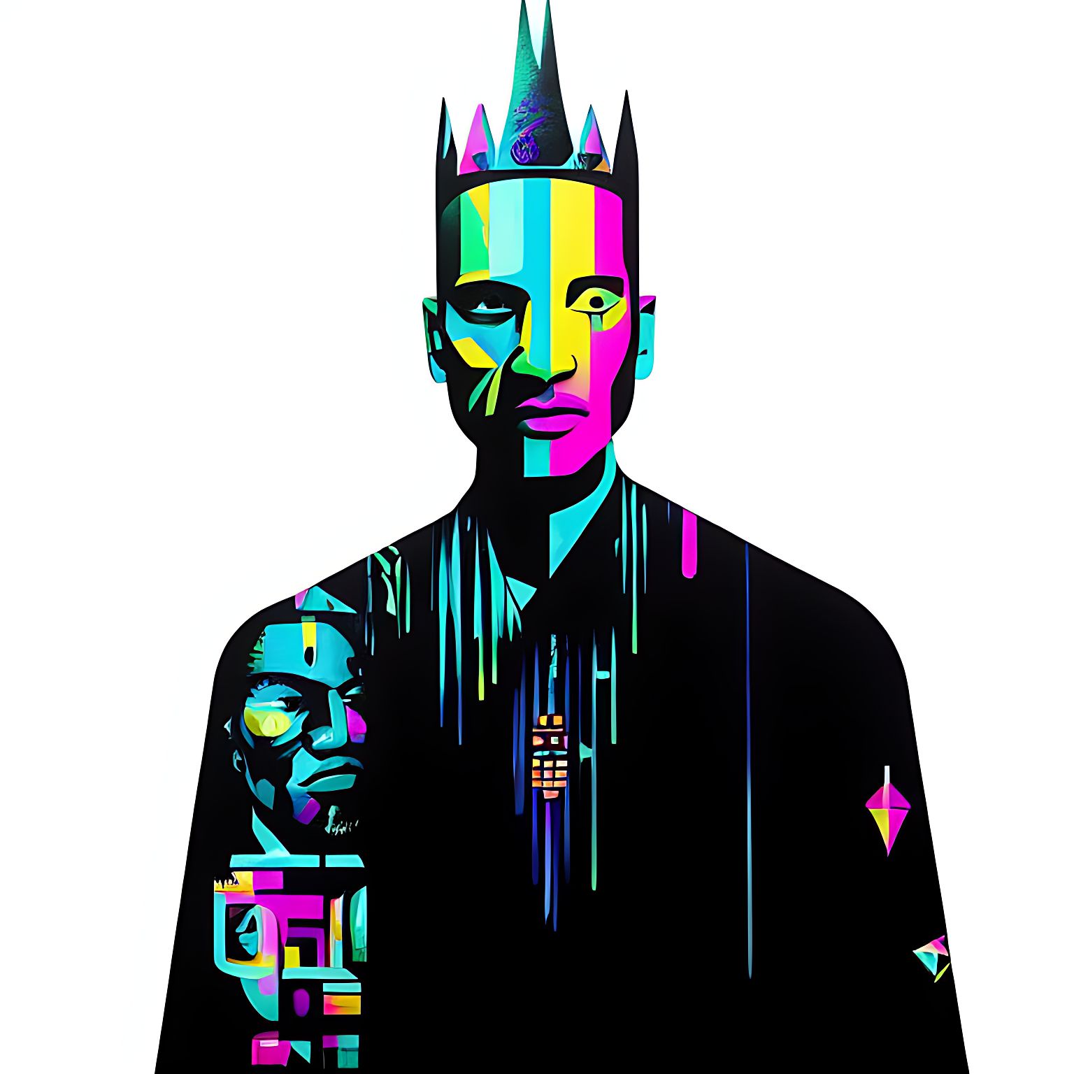 ringed-fish778: voodoo king with neon colors and vivid geometric background