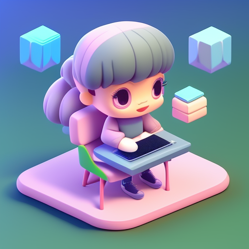 dimwitted-yak30: Tiny cute isometric Girl Sitting At Desk With Computer ...