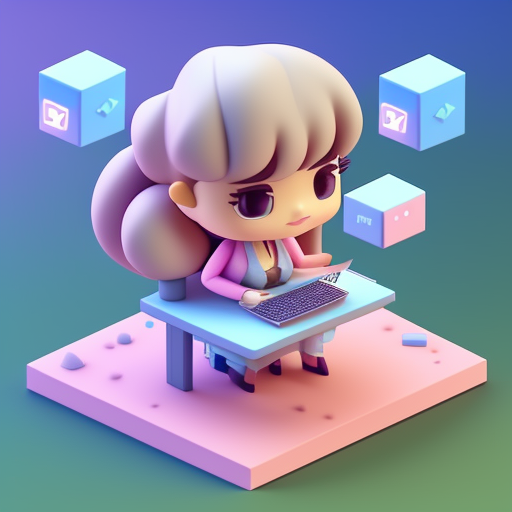 dimwitted-yak30: Tiny cute isometric Girl Sitting At Desk With Computer ...
