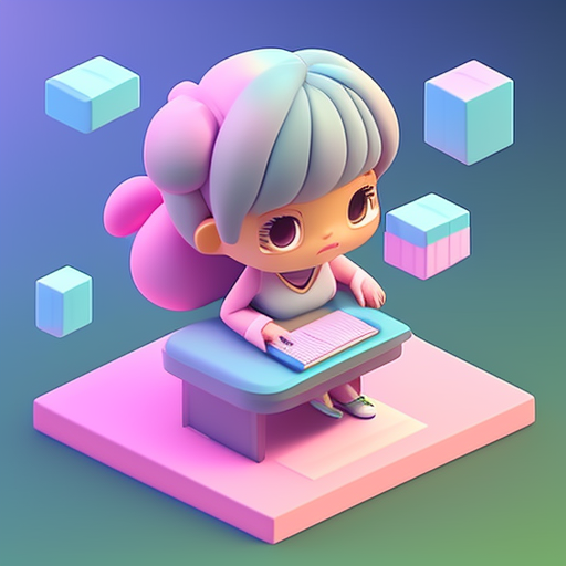 dimwitted-yak30: Tiny cute isometric Girl Sitting At Desk With Computer ...
