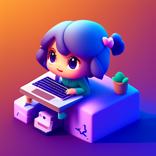 axelhook: Tiny cute isometric girl sitting at desk with computer emoji ...