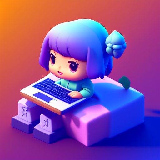axelhook: Tiny cute isometric girl sitting at desk with computer emoji ...