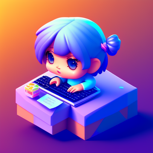 axelhook: Tiny cute isometric girl sitting at desk with computer emoji ...