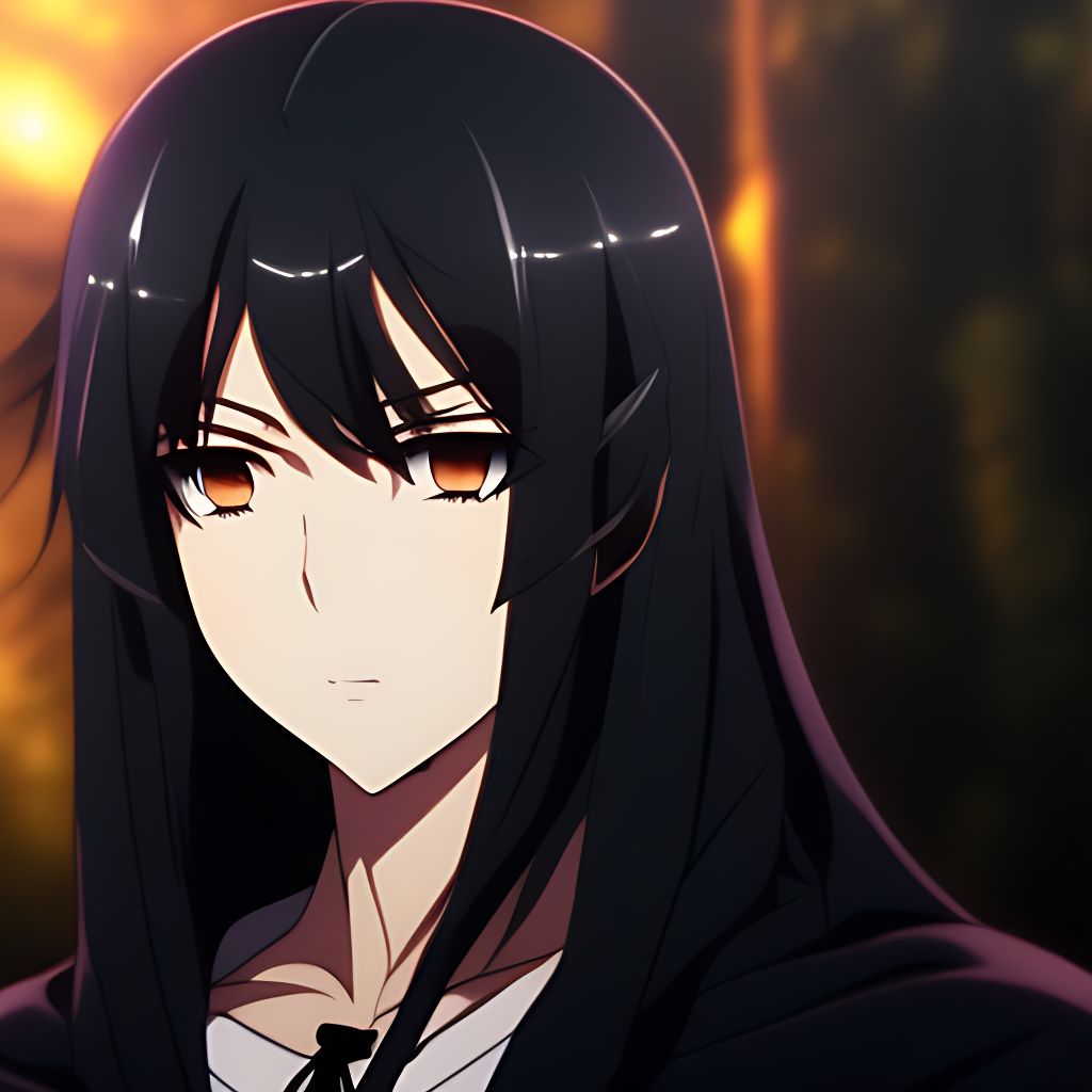 Anime Girl With Long Black Hair And Yellow Eyes