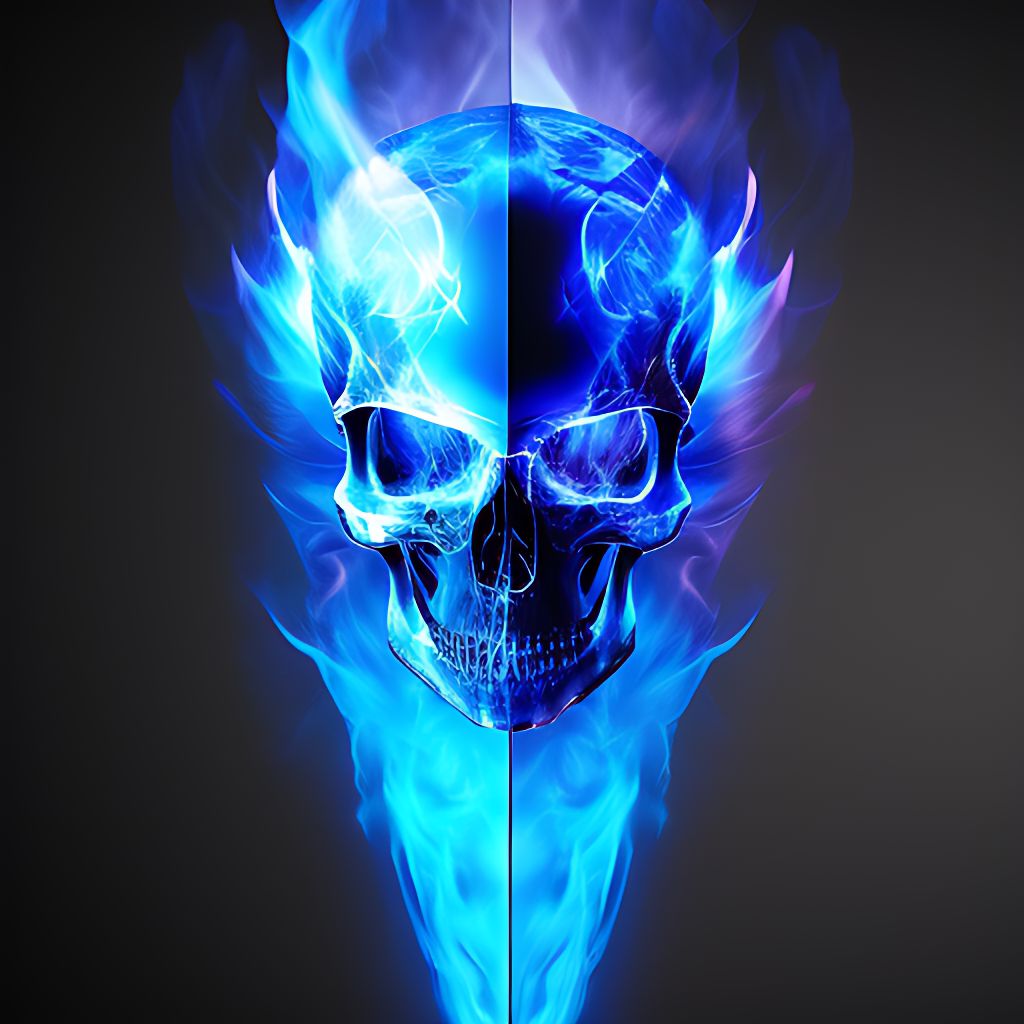 Blue Flames Skull