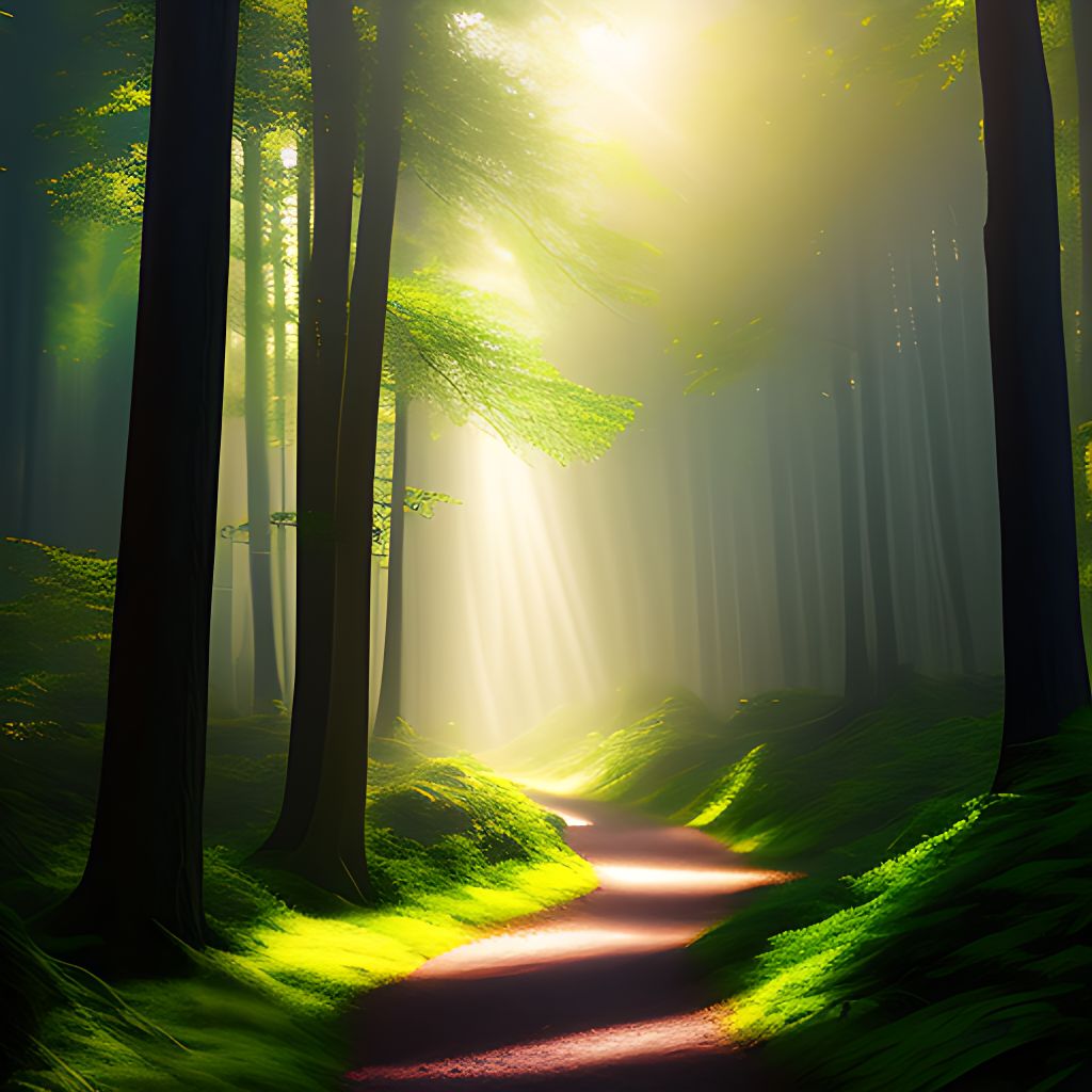jamesharrison: floating winding forest path dappled light