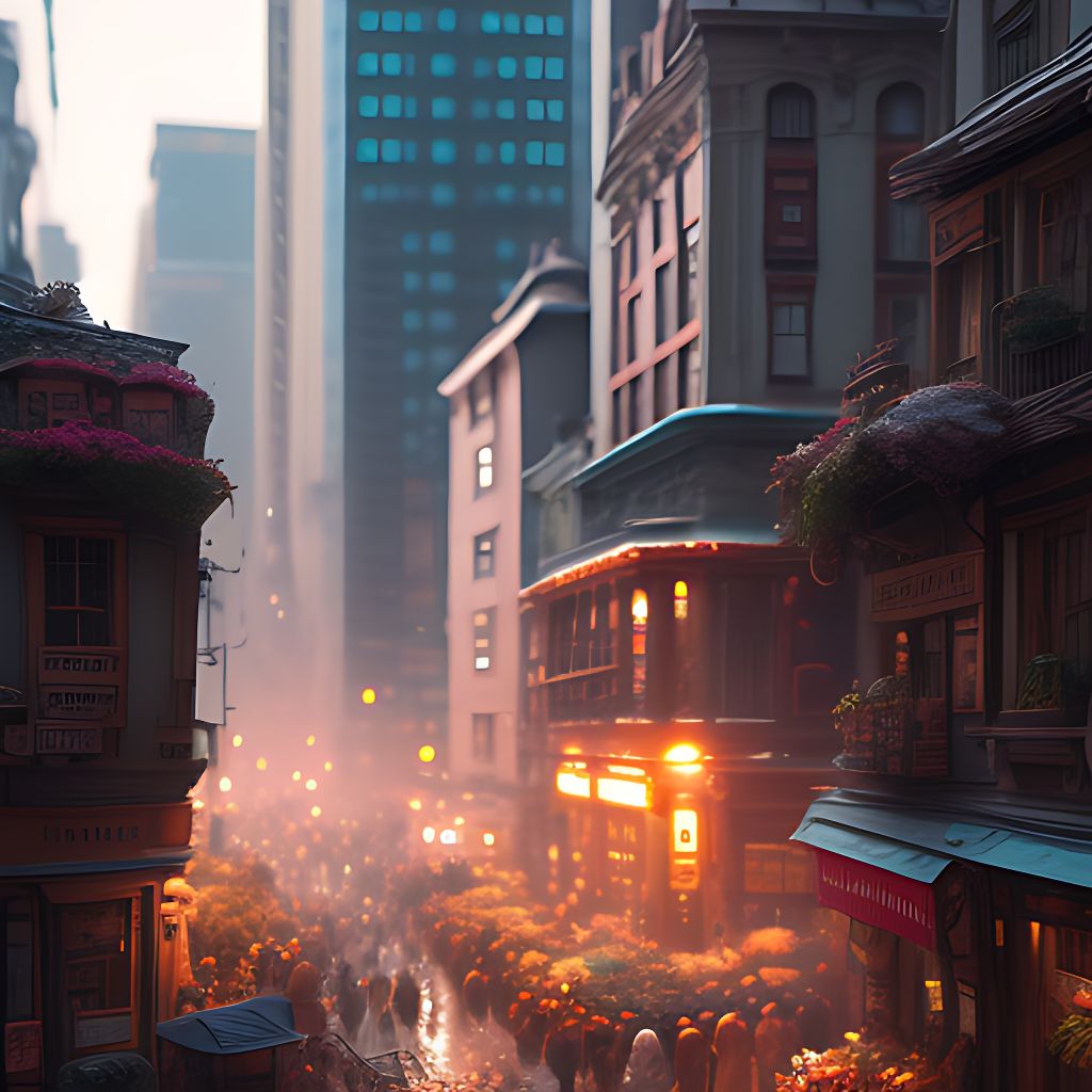 Mehran: busy city street with a lot of people. night. cupples. happy