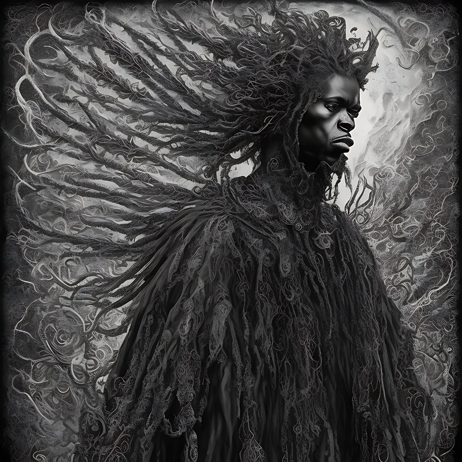 milky-herring1: a black prophet coming from hell, surrealistic ...