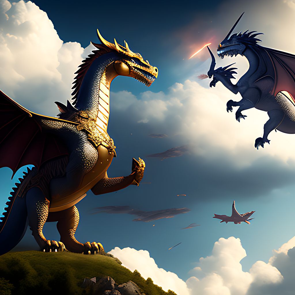 Griffins And Dragons Fighting