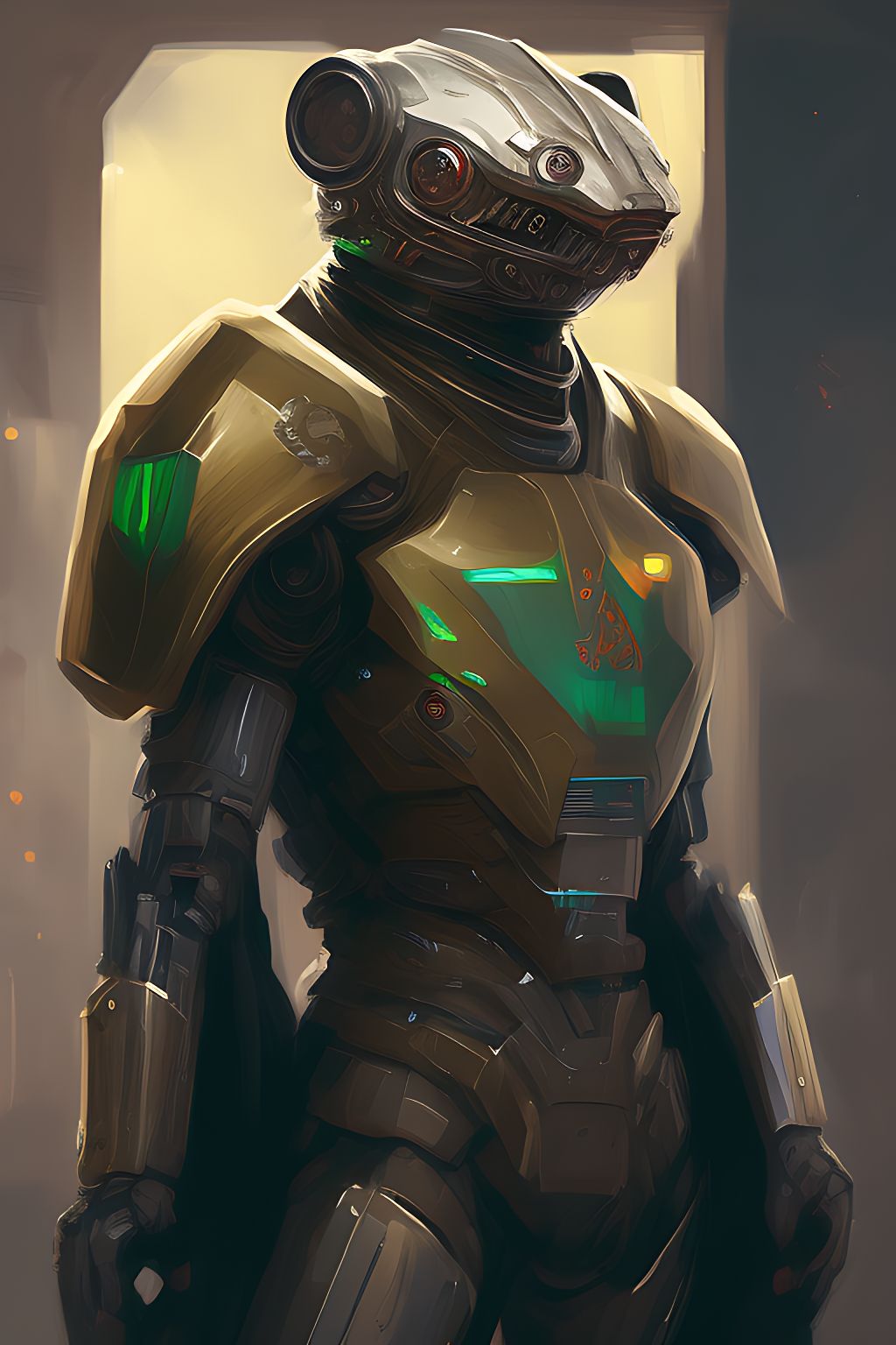 KOPF-KI-NO: (((collectors card, holographic foil))), cyborg war troop ...