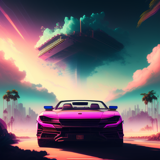 KOPF-KI-NO: (Convertible), cumulus clouds, palm trees, (4k skyscraper ...