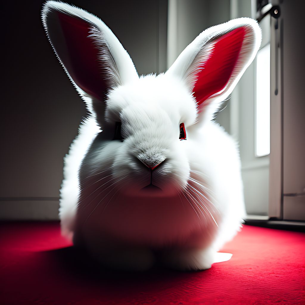Cute White Bunny Red Eyes