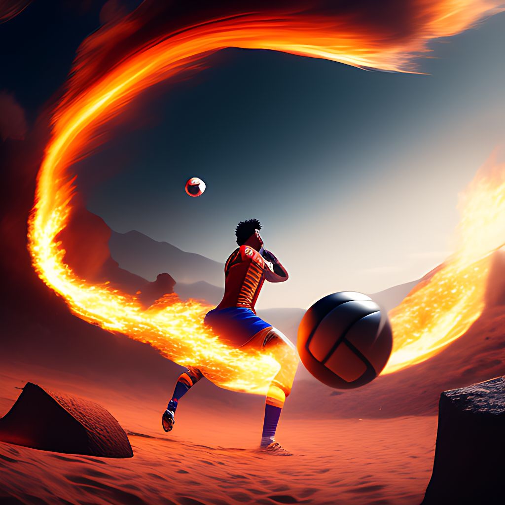 Flaming Volleyball With Face