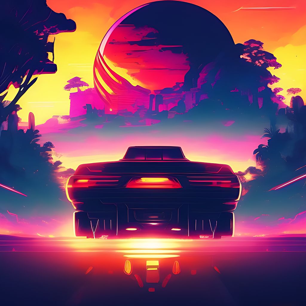 addison: A convertible driving into the sunset