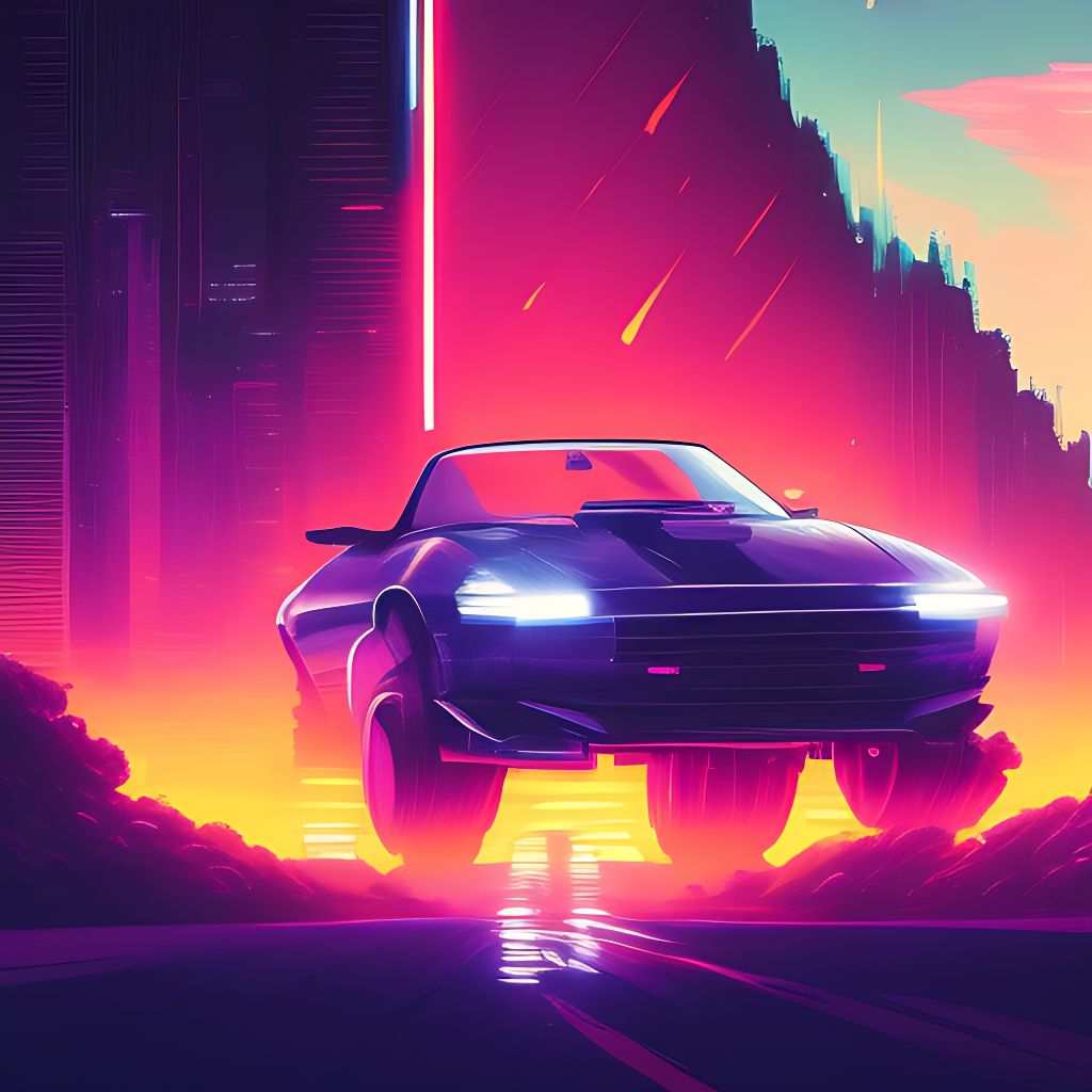 addison: A convertible driving into the sunset