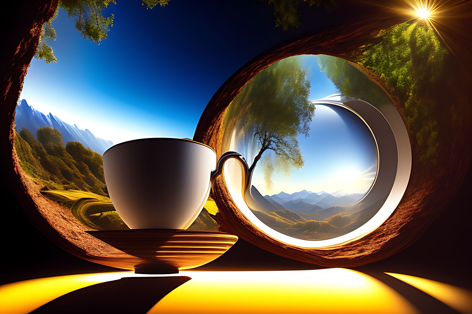 joo'hanlon: A moka pot pours out sunshine and happiness into a coffee cup