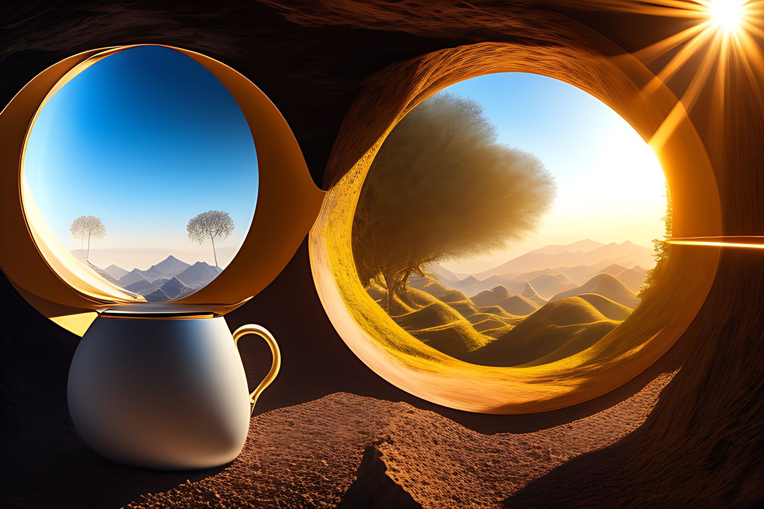 joo'hanlon: A moka pot pours out sunshine and happiness into a coffee cup