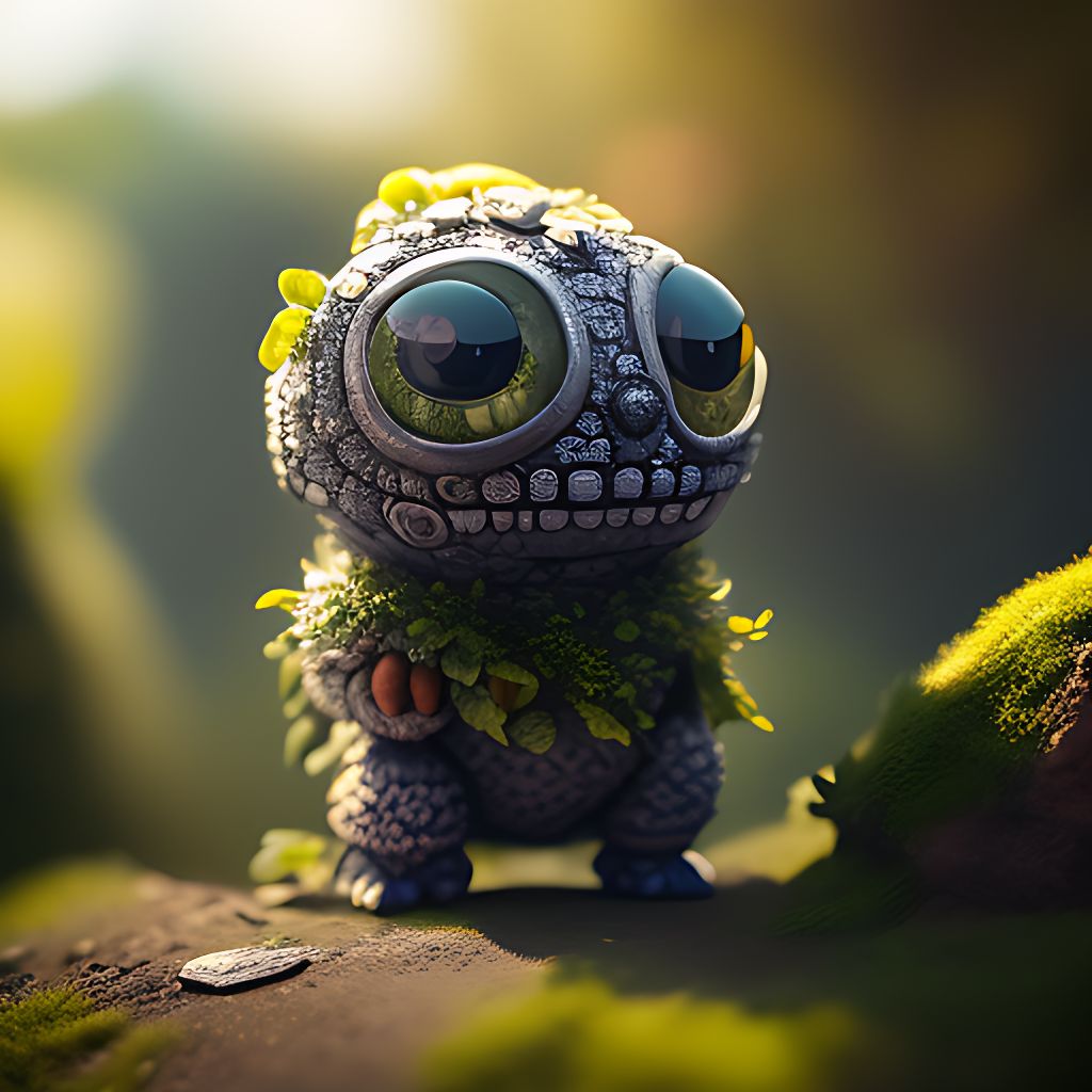 mixed-ape481: illustrated stone monster with patches of grass on it