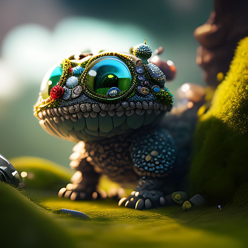 mixed-ape481: stone monster with patches of grass on it